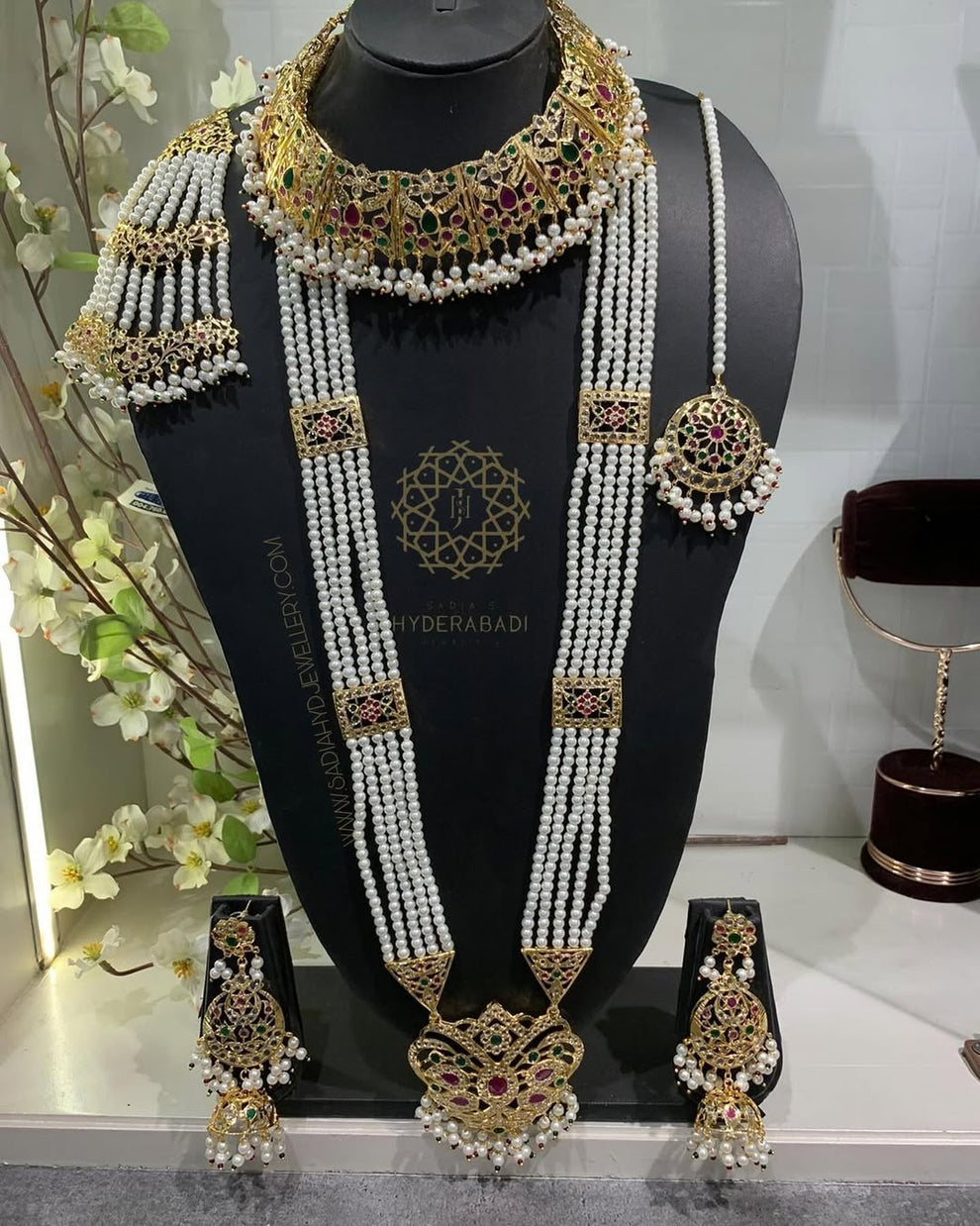 Naimal Red Green Jadau Bridal Set – Sadiahyderabadi