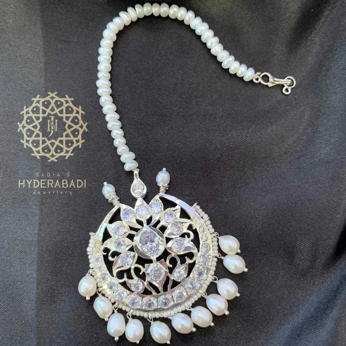 Husna Real Pearl Silver Plated Tika – Sadiahyderabadi